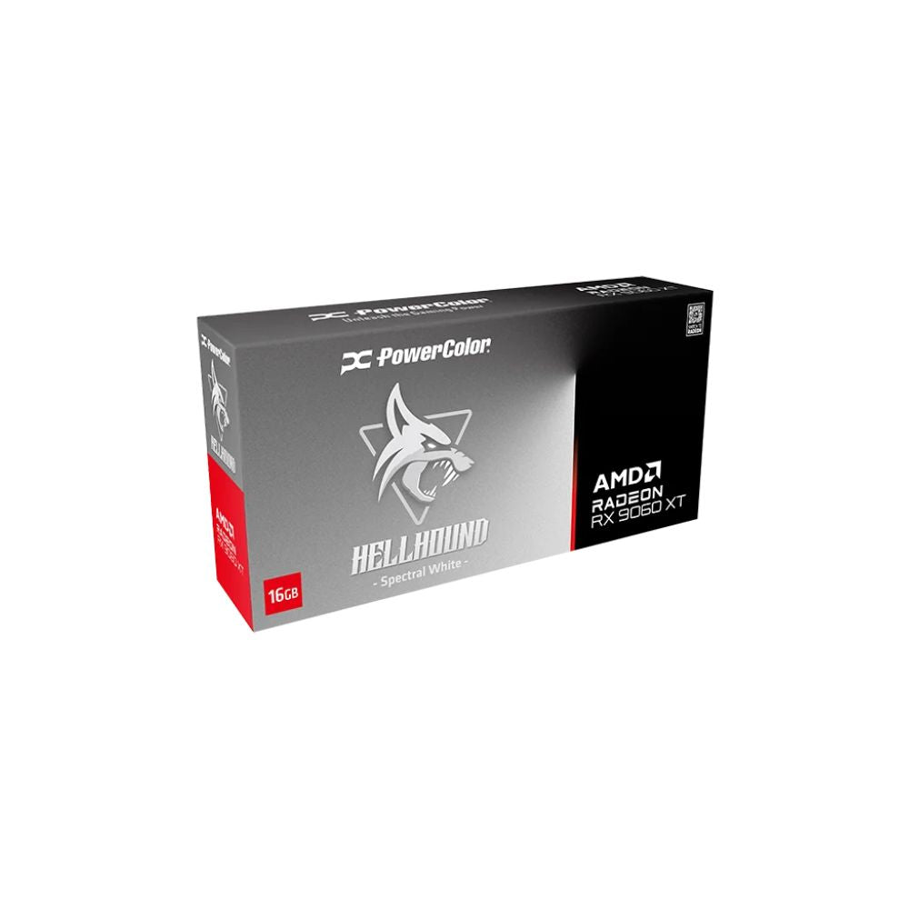 PowerColor RX 9060 XT Hellhound Spectral White OC 16GB GDDR6 Graphic C ...